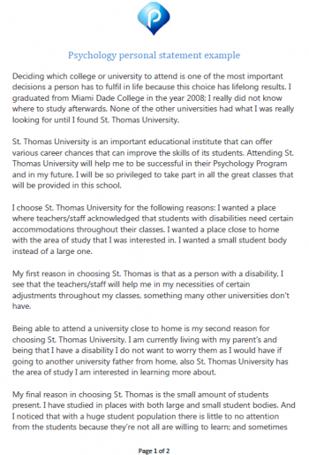Psychology personal statement example in Word format