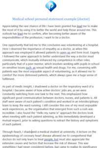 Medical school personal statement example (Doctor)