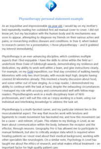 Physiotherapy degree personal statement example