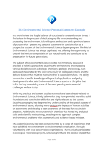 Environmental Science BSc personal statement example