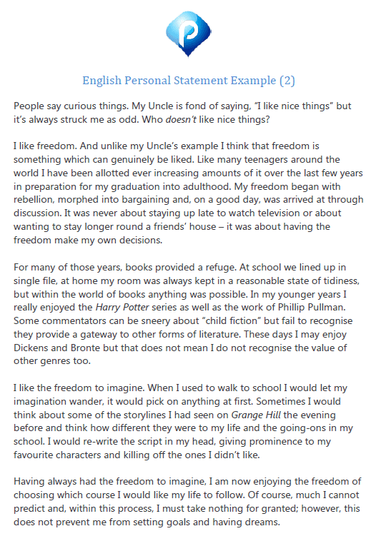 Free Personal Statement Example For An English Application In Word Free Personal Statement Example For An English Application In Word