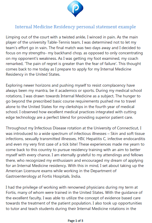 Free Personal Statement Example For An Internal Residency medicine Free Personal Statement Example For An Internal Residency medicine